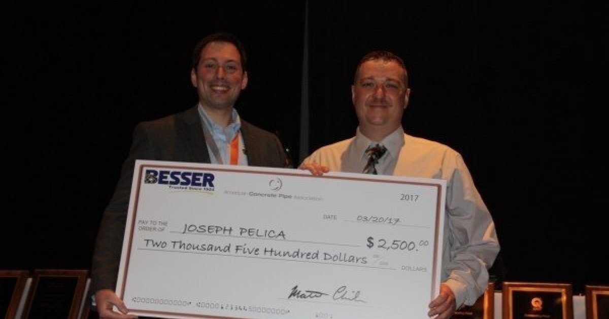 Joe Pelica Awarded First Besser Company Pipe… | Besser Company